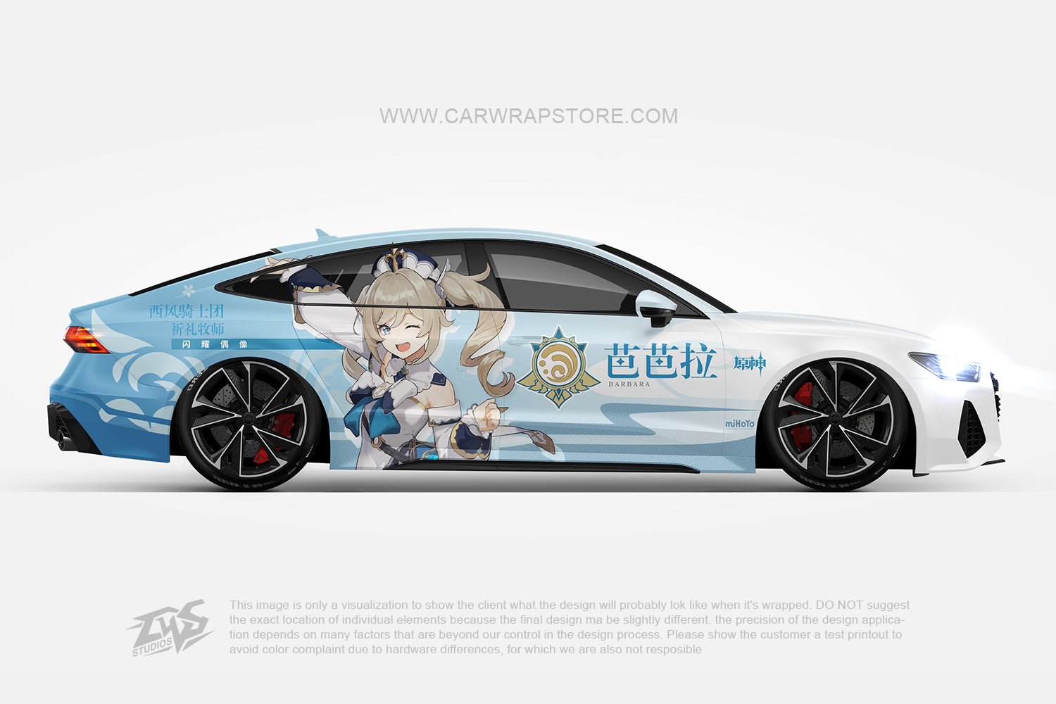 Barbara Gunnhildr Genshin Impact ITASHA anime car wrap vinyl stickers ...