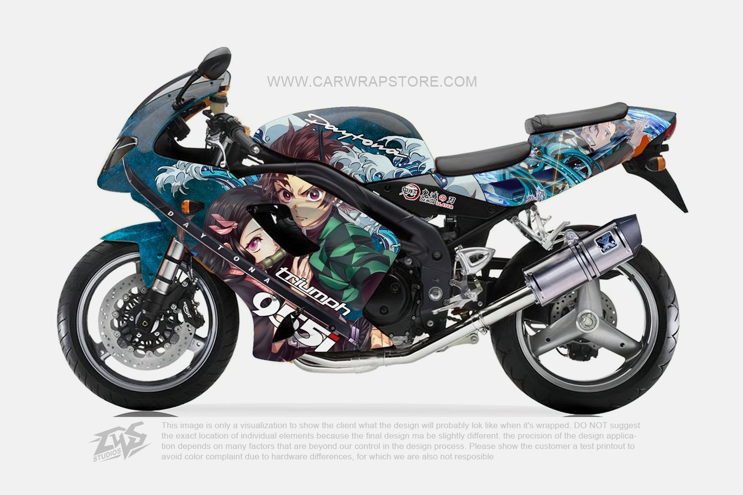 Demon Slayer Anime Motorcycle wrap vinyl stickers Fit With Any moto