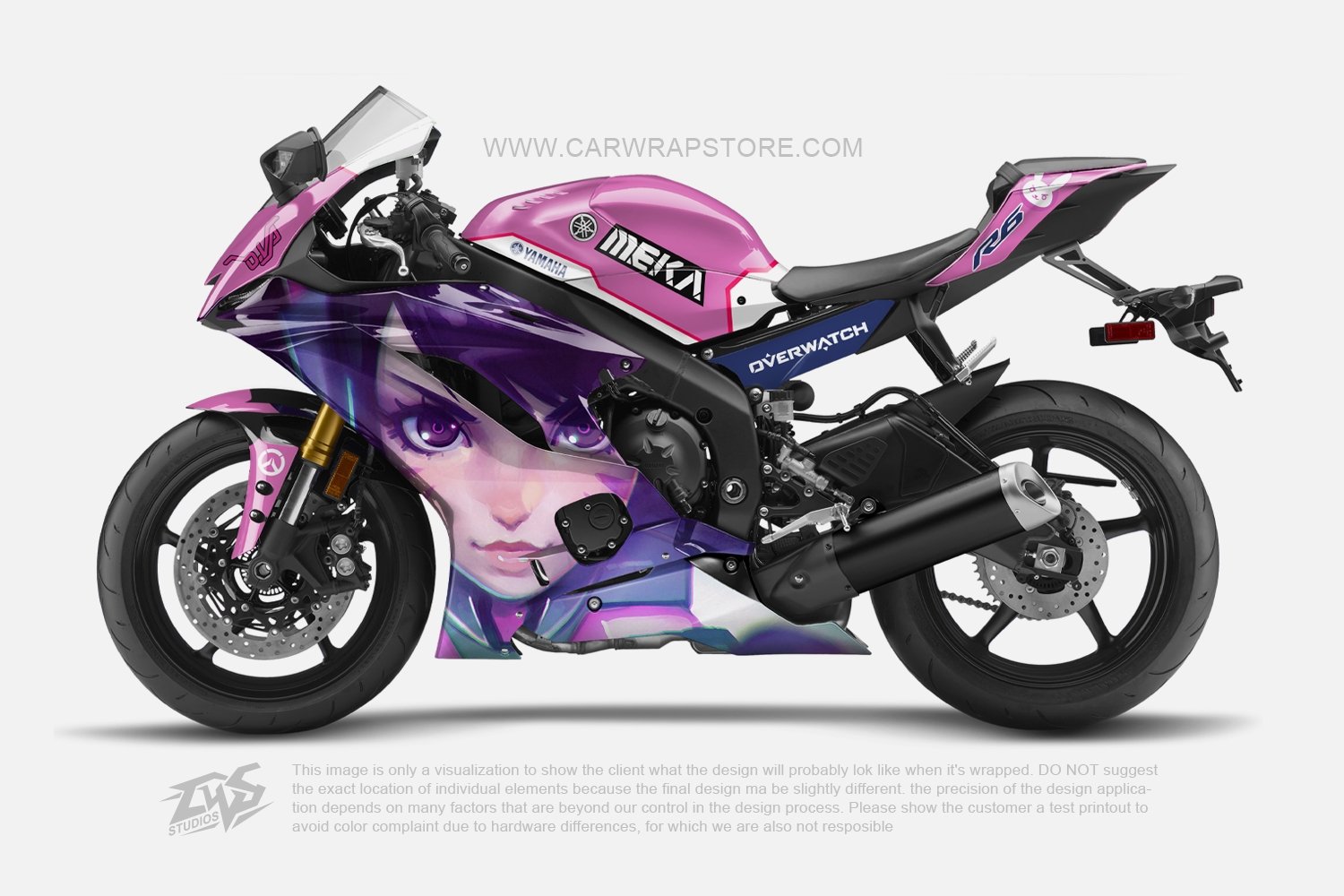 Overwatch DVA Anime Motorcycle wrap vinyl stickers Fit With Any moto